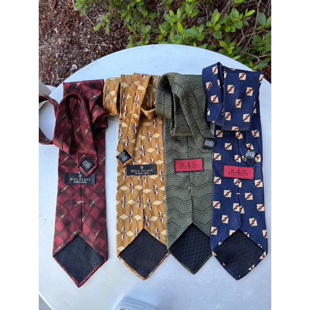 bill blass | Accessories | Bill Blass Silk Tie Lot 4pc Neo Black Label ...